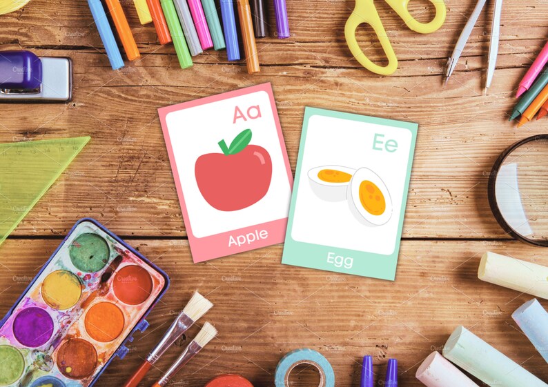 Pastel Food Alphabet Flashcards Engaging Educational Game for Children ...