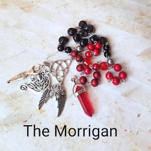 The Morrigan Prayer Beads, Goddess Prayer Beads, Hand-wired, Red and ...