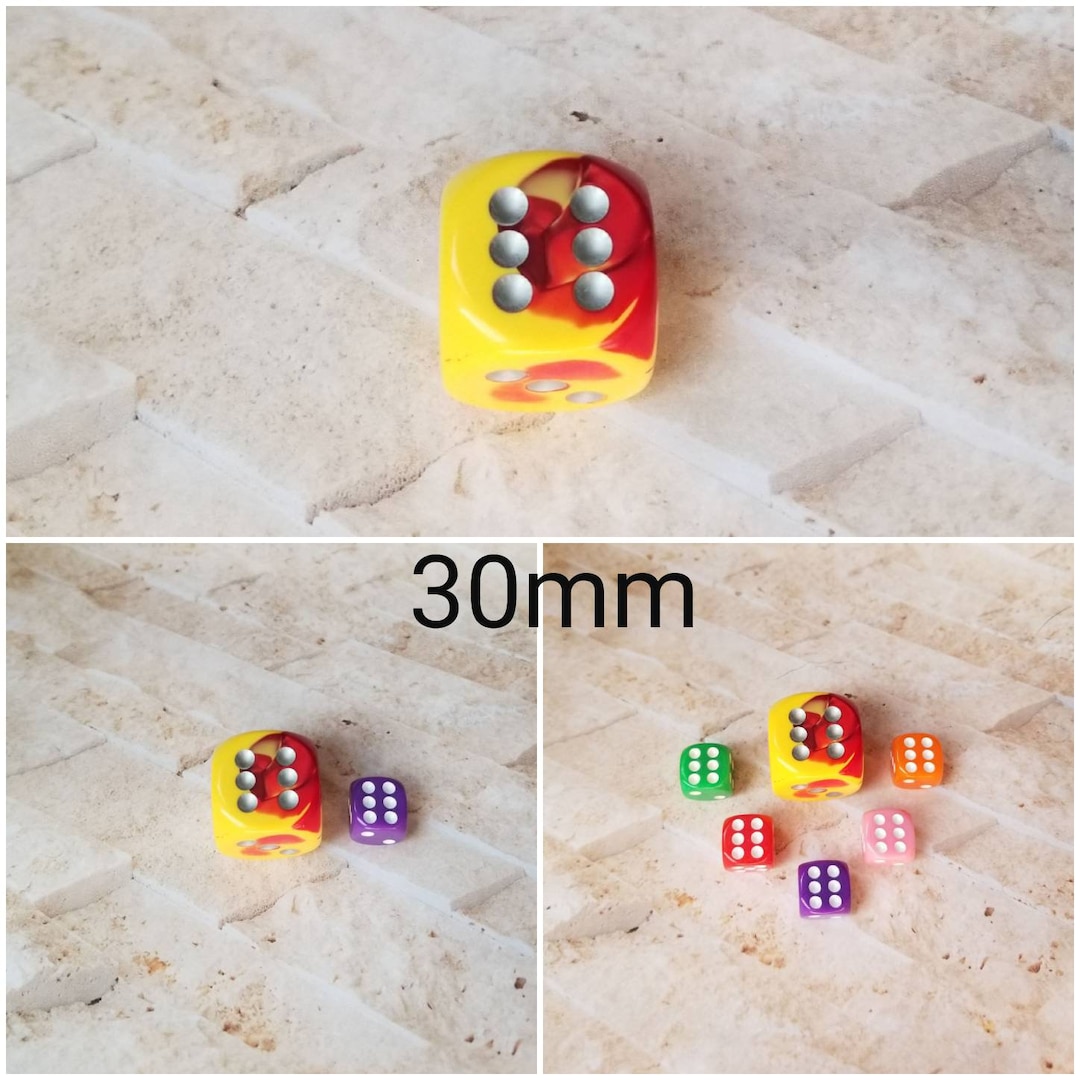 30mm Chessex Gemini Red and Yellow With Silver Pips, Chessex 30mm Die ...