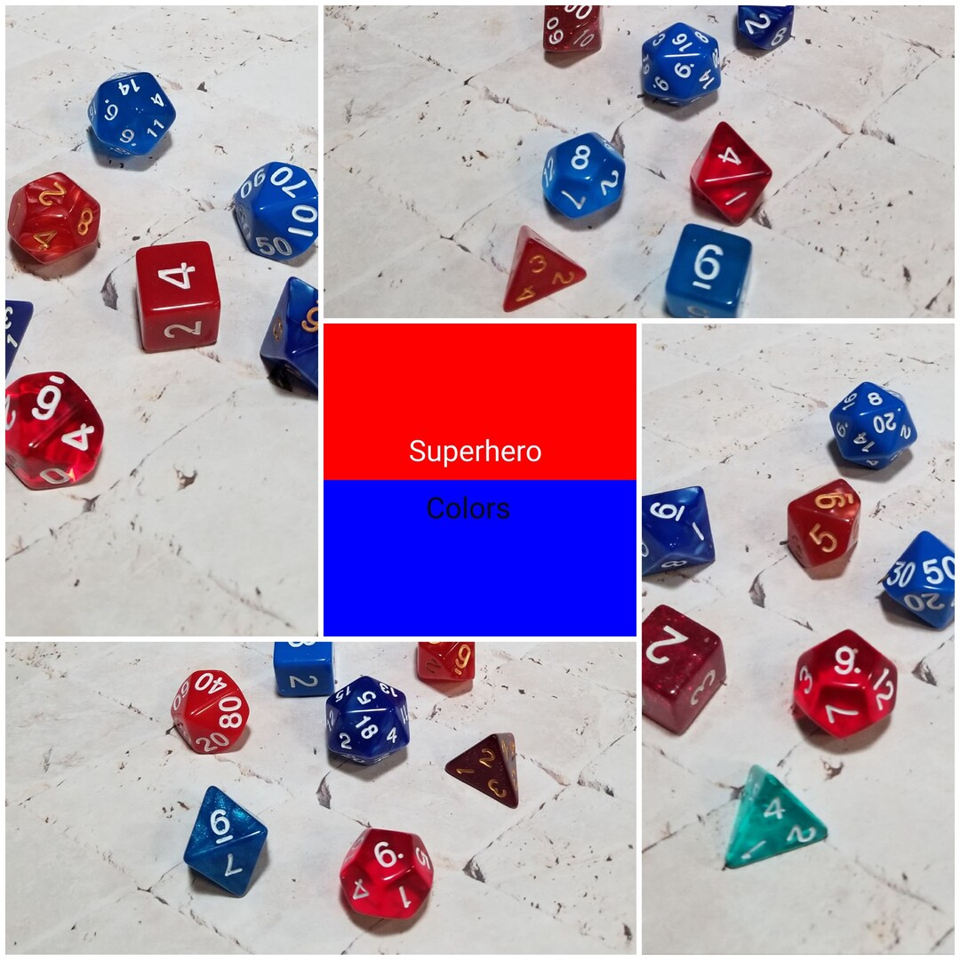 Superhero Colors, Superhero 16mm Dnd Dice Sets, Dice Sets, Themed Hand ...