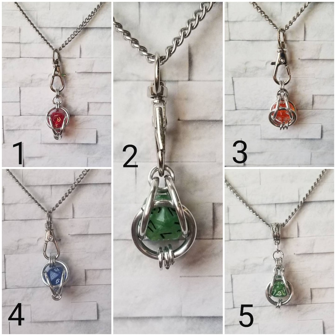 Captive Dice Jewelry, Mini D20 Necklace, Dice Jail Necklace, Dnd Dice ...