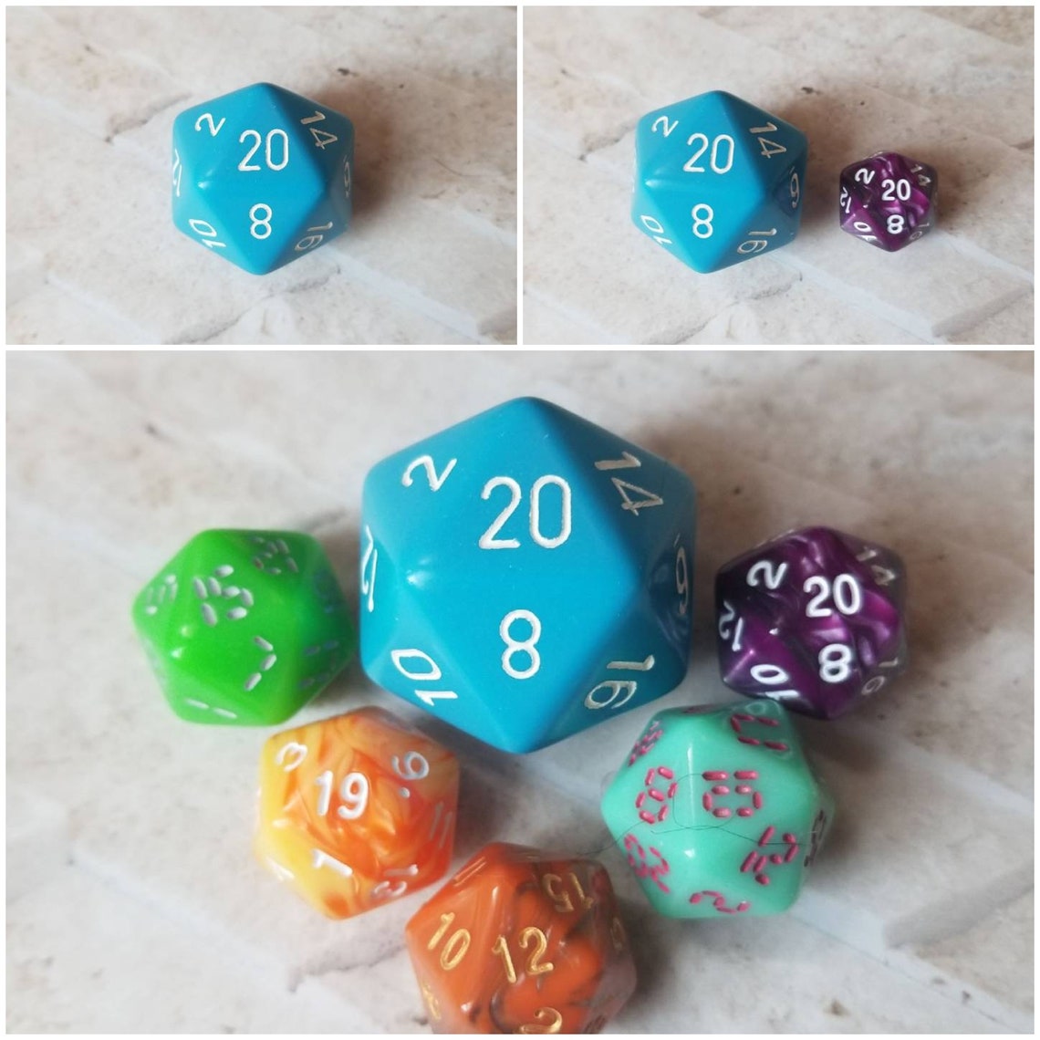 Blue and White 34mm Jumbo D20 Dnd Dice Oversized D20 Jumbo - Etsy