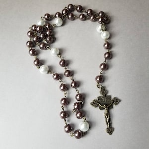 Lutheran Rosary, Prayer Beads, Bronze Toned, Chocolate Brown and Ivory ...