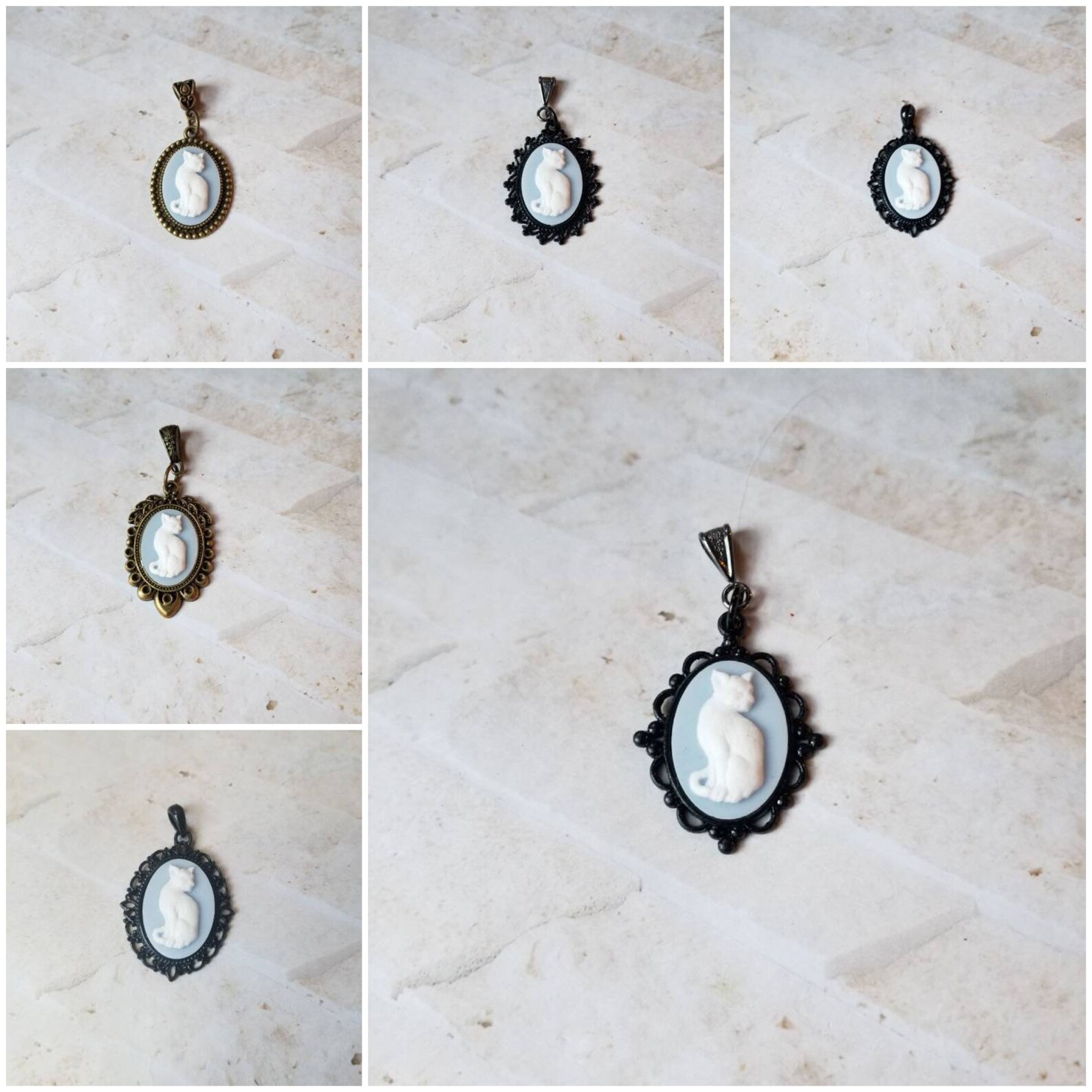 Cat Cameo Pendant, Cat Cameo Necklace, White and Blue Cameo, Kitty ...