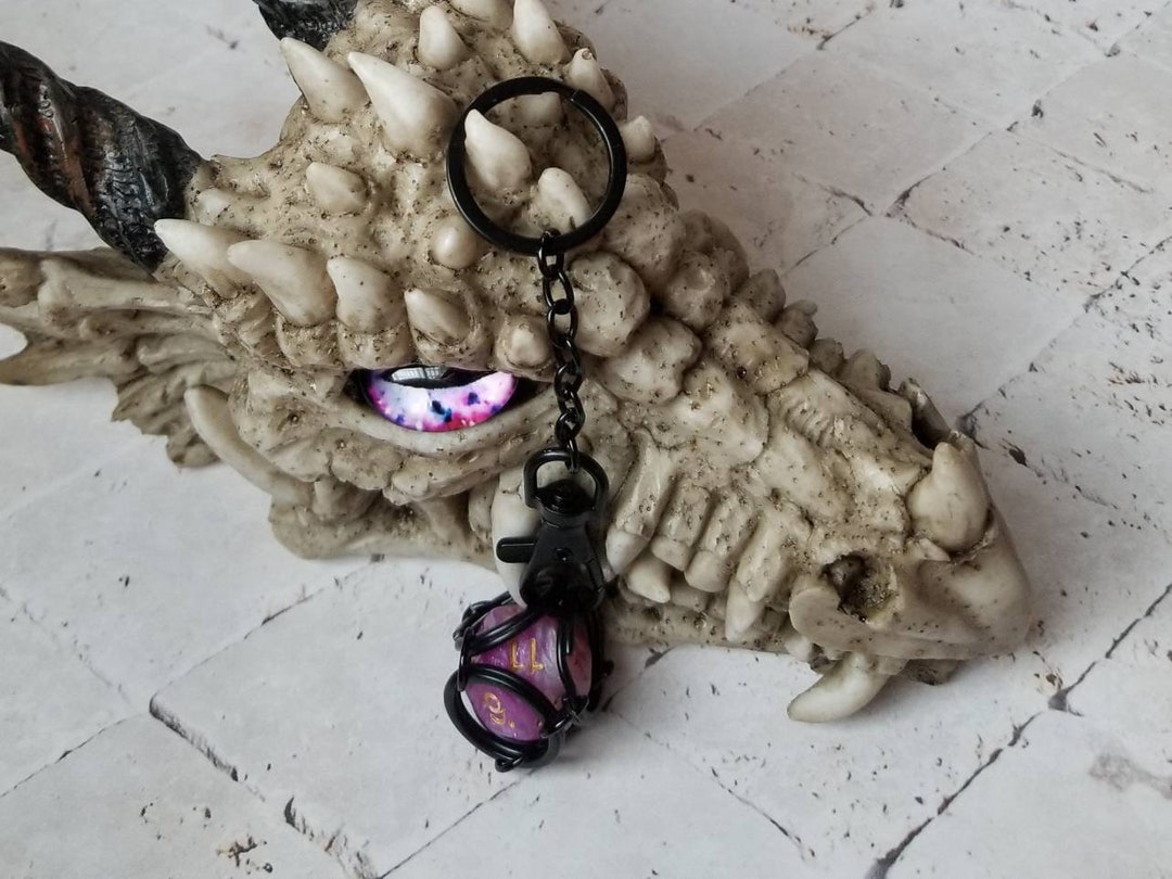 Removable D12 Keychain, Black Chain Maille Keychain, Dnd D12 Keychain ...