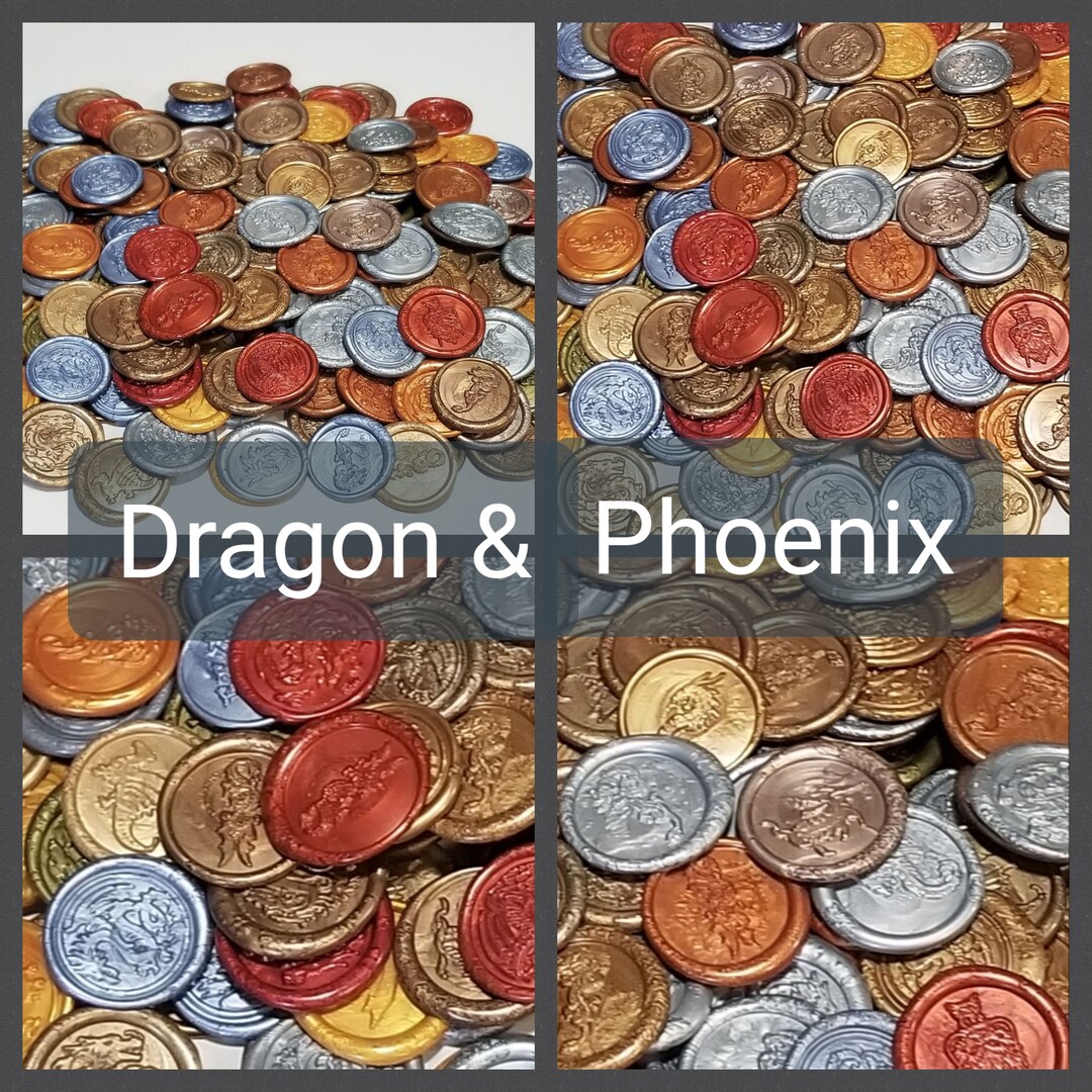 Wax Seal DND Coins, Dragon and Phoenix Wax Seals, Dnd Coins, Dnd ...