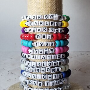 Sets of 12 Friendship Bracelets, Beaded Swiftie Bracelets, Eras Themed ...