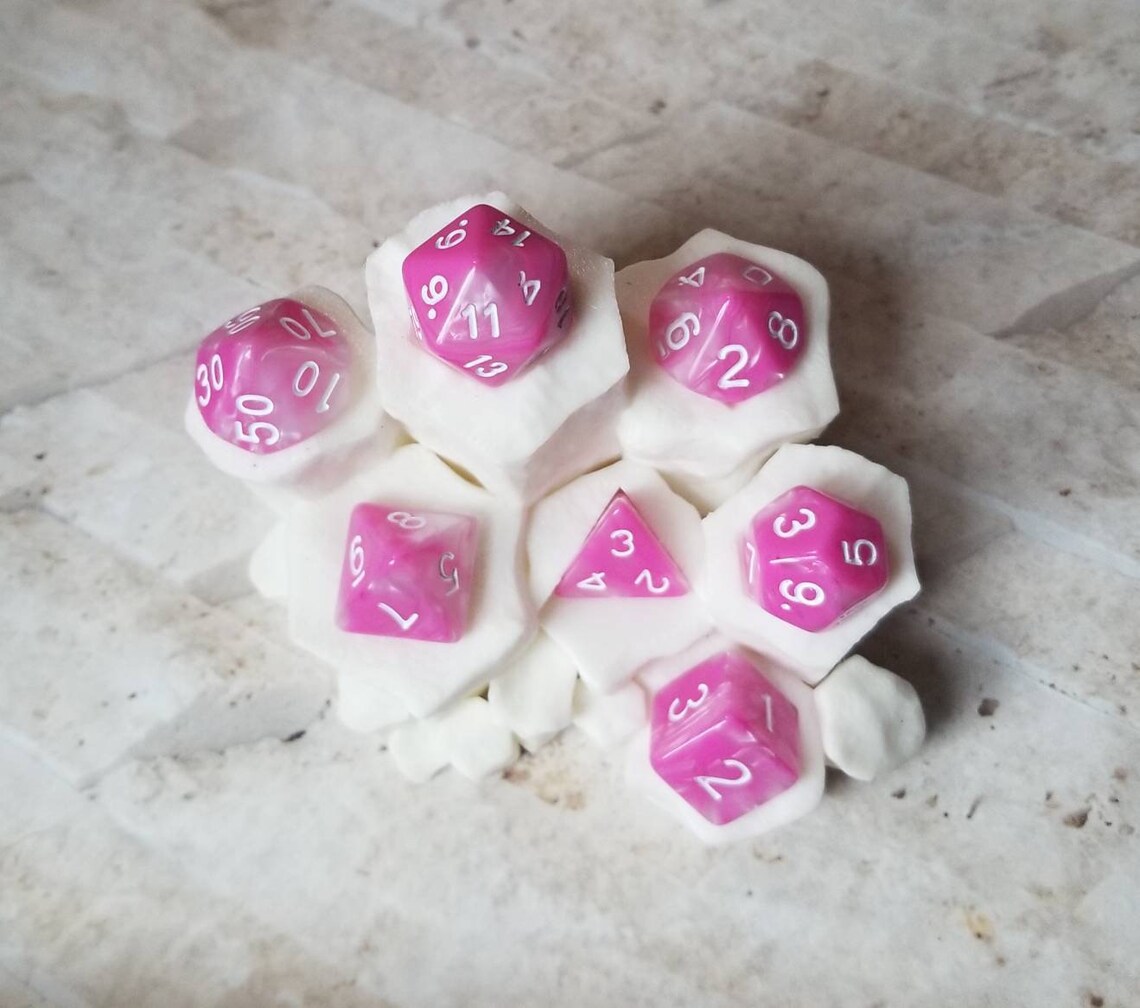 Pearl Swirly Pink 16mm Dnd Dice Polyhedral Gaming Dice Dnd - Etsy