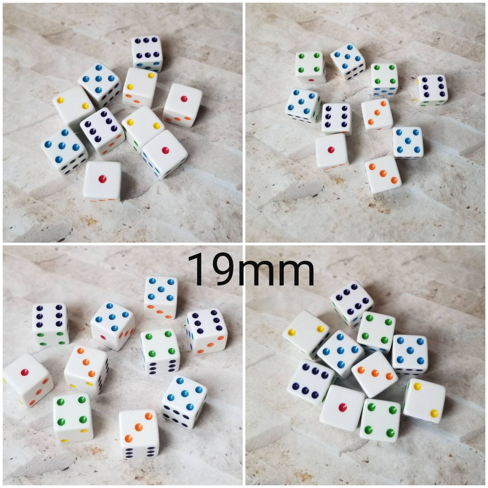 Individual 19mm D6, White 19mm D6 Dice With Rainbow Pips, Oversized D6 ...