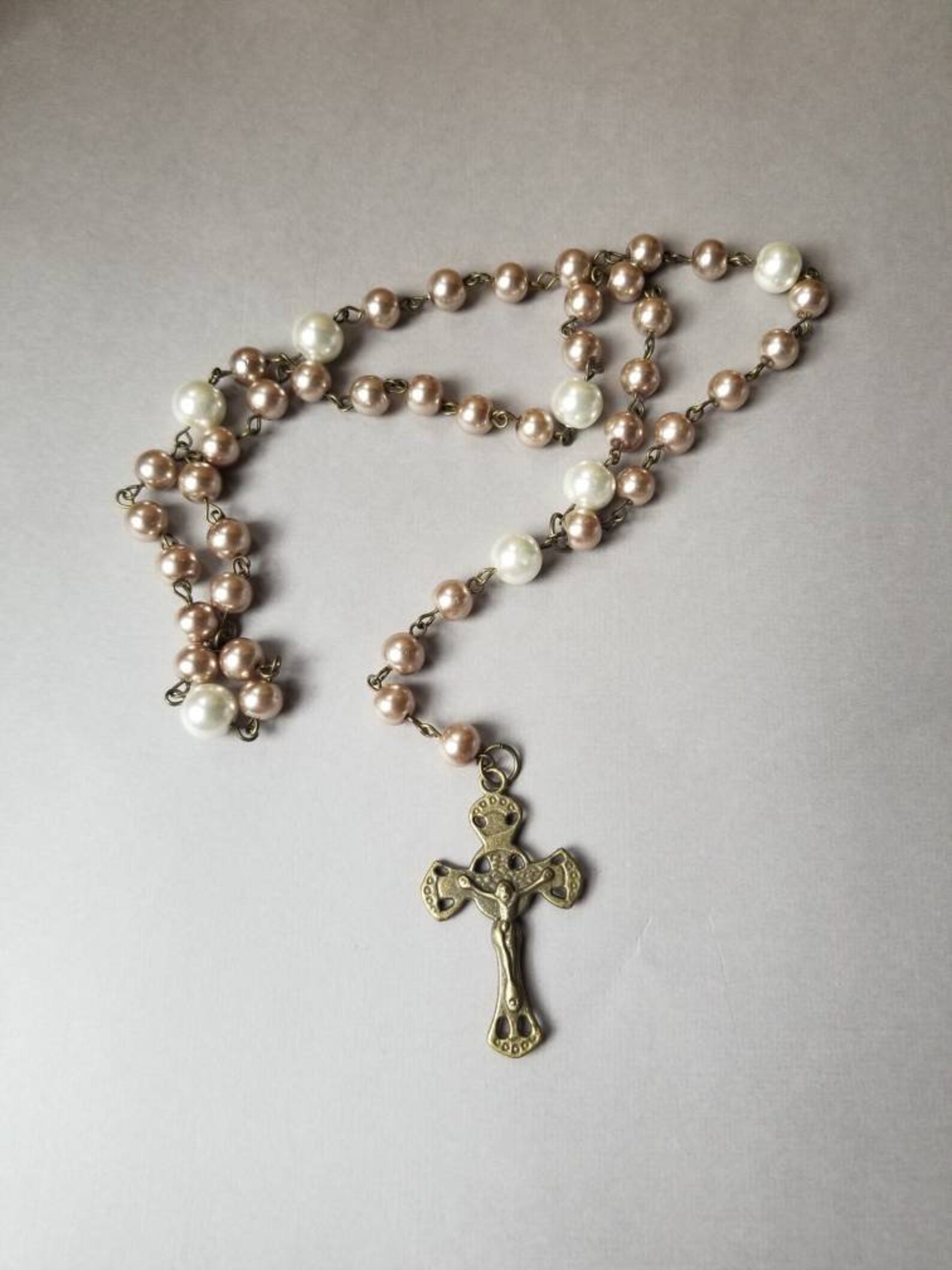 Lutheran Rosary Prayer Beads Bronze Toned Pale Beige and - Etsy