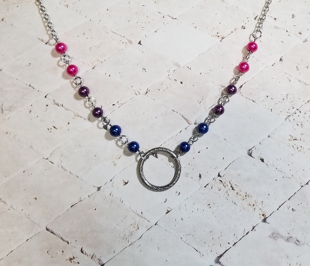 Discreet Day Collar Bisexual Flag Colors Glass Pearl Beads - Etsy