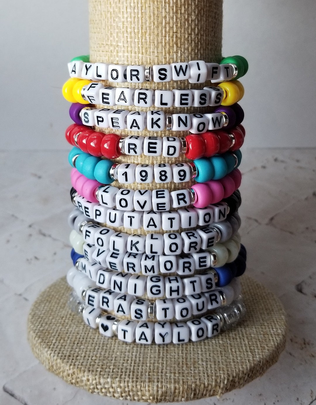 Sets of 12 Friendship Bracelets, Beaded Swiftie Bracelets, Eras Themed ...