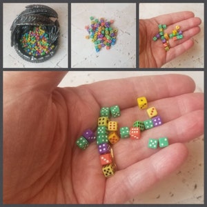 Twenty Random 5mm D6 Dice, Tiny 5mm Dice, Colorful Tiny Dice, Assorted ...