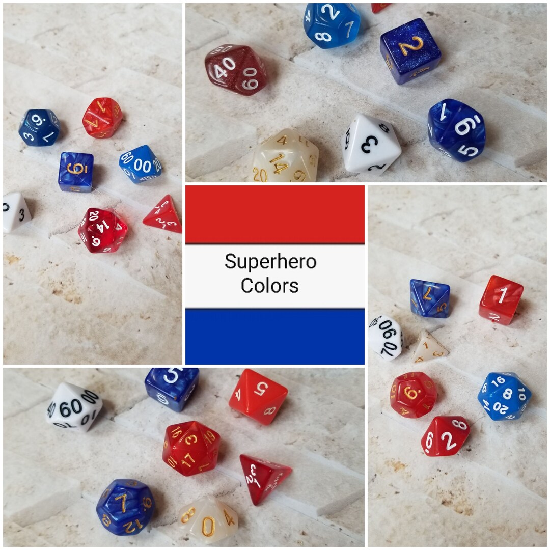 Superhero Colors, Superhero 16mm Dnd Dice Sets, Dice Set, Themed Hand ...
