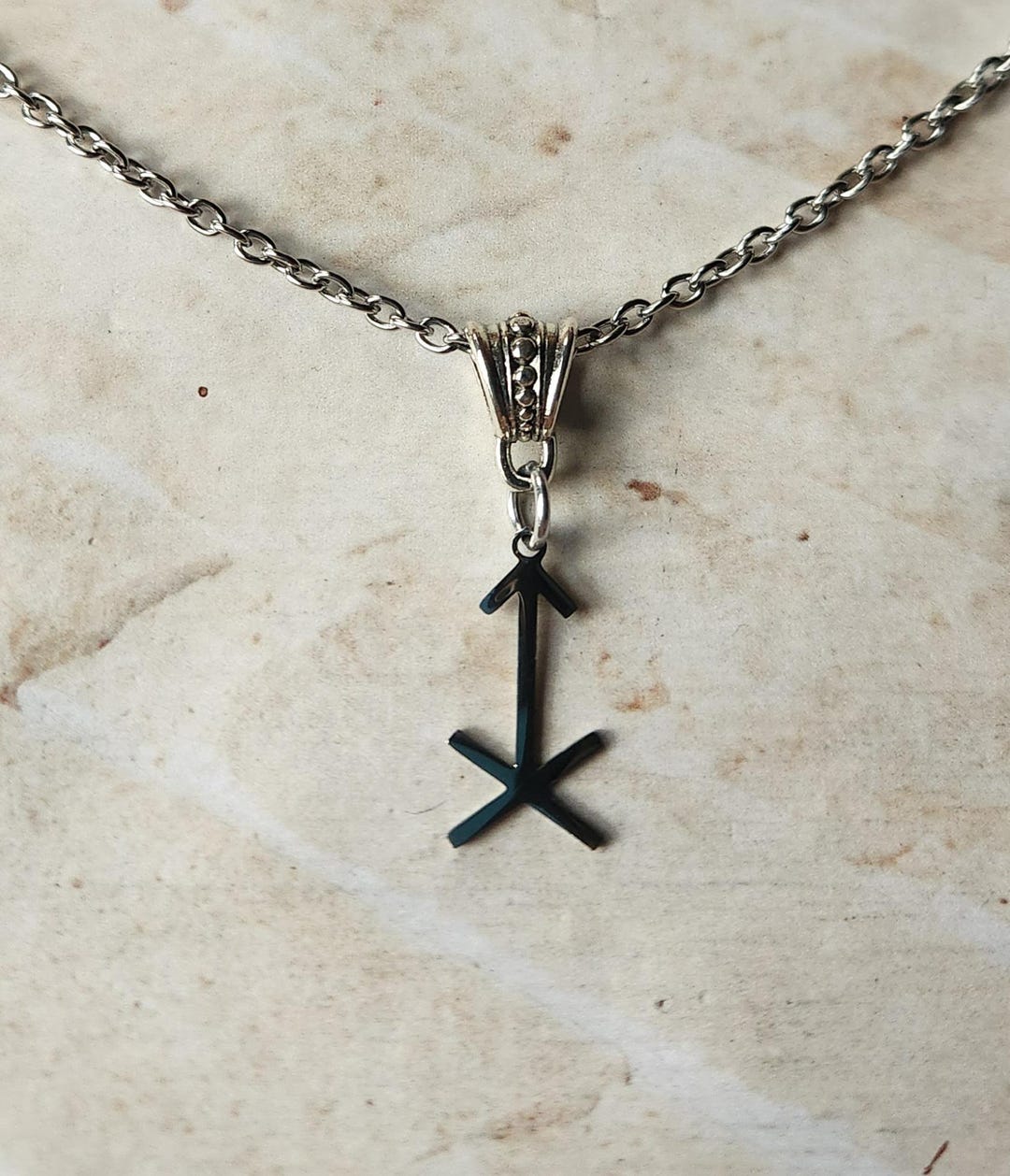 Stainless Steel Metal Zeus Symbol Pendant Necklace With a Stainless ...