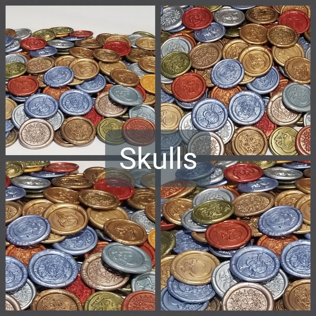 Wax Seal DND Coins, Skull Wax Seals, Dnd Coins, Dnd Counters, Dnd Props ...
