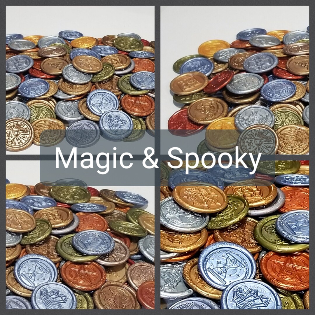 Wax Seal DND Coins, Magic and Spooky Wax Seals, Dnd Coins, Dnd Counters ...