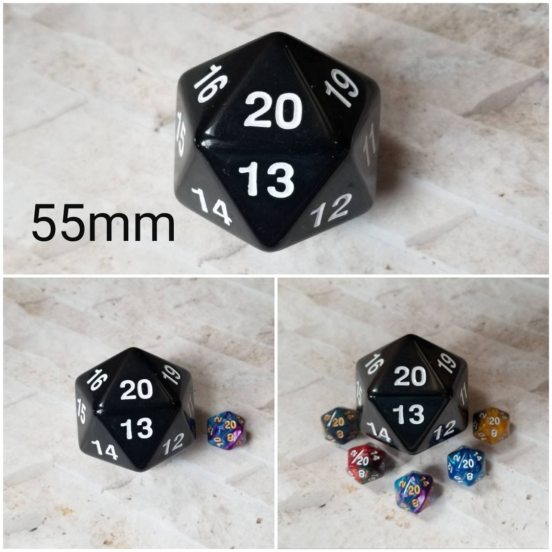 Super Mega Jumbo 55mm D20, Black 55mm D20, Oversized D20, Extra Large ...