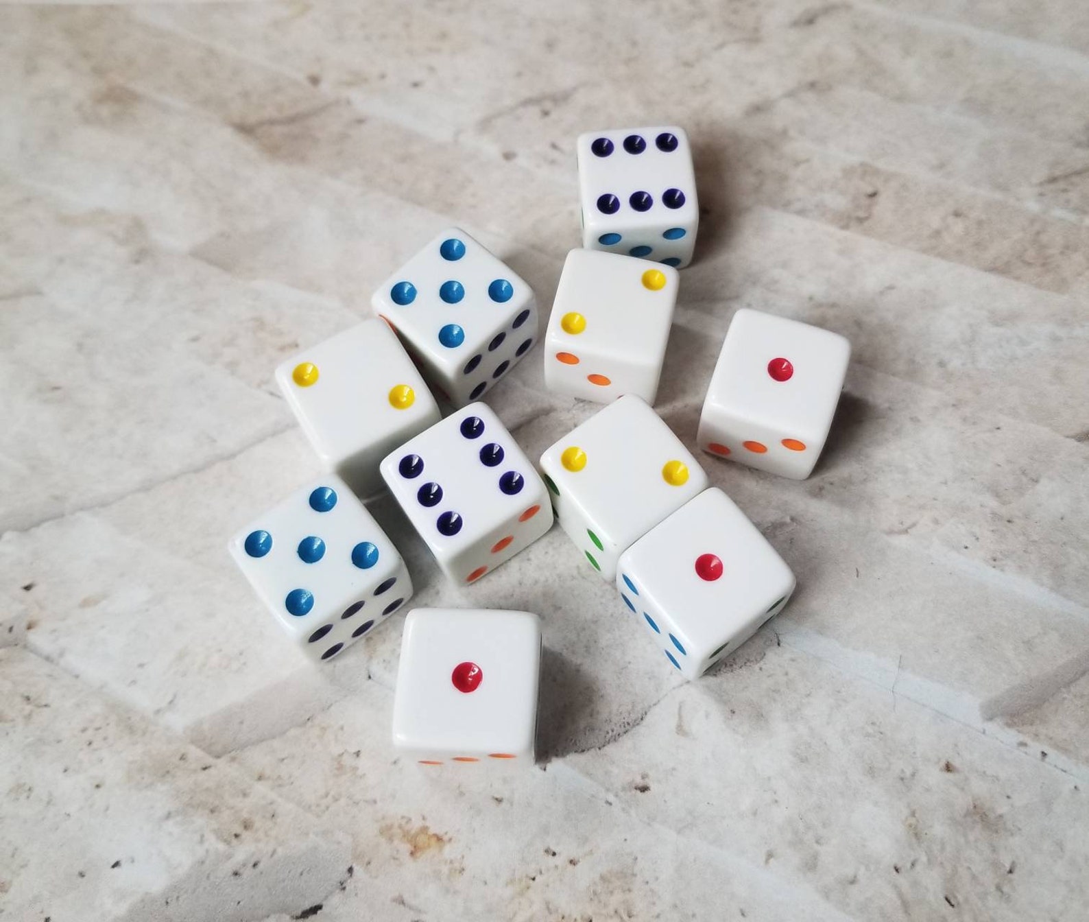 Individual 19mm D6, White 19mm D6 Dice With Rainbow Pips, Oversized D6 ...