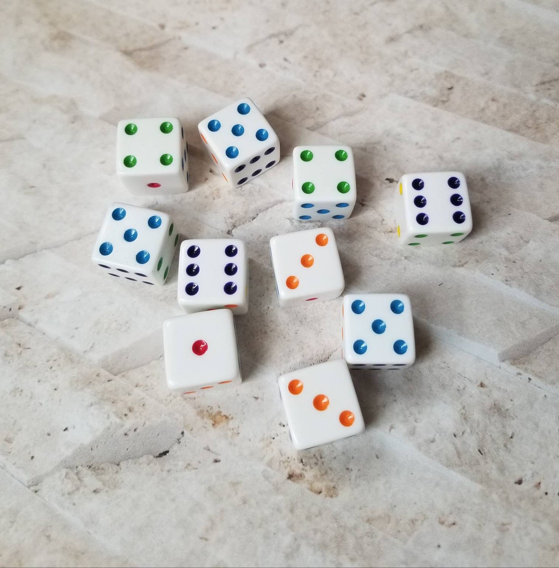 Individual 19mm D6, White 19mm D6 Dice With Rainbow Pips, Oversized D6 ...