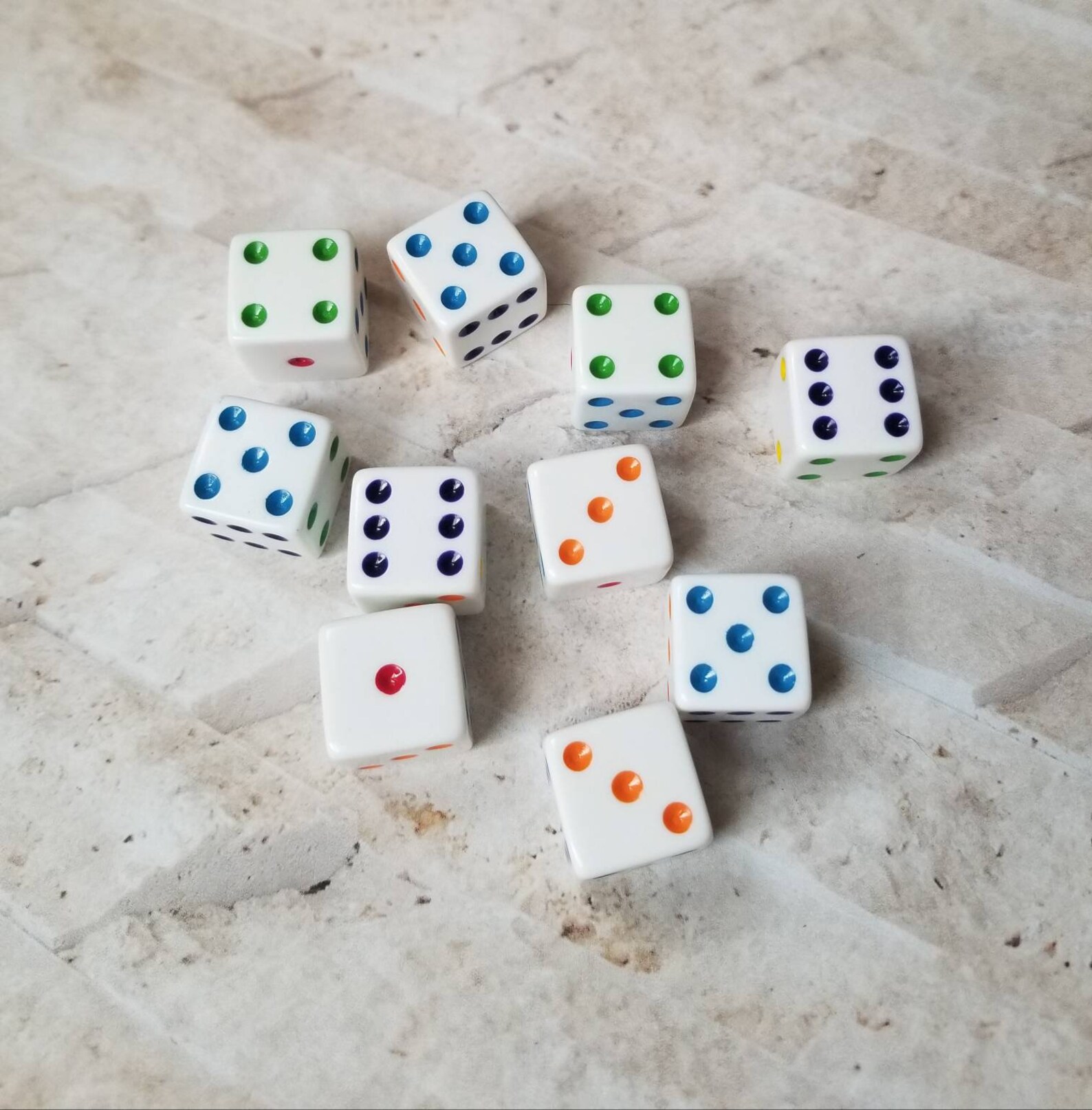 Individual 19mm D6, White 19mm D6 Dice With Rainbow Pips, Oversized D6 ...