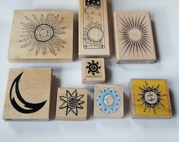 Rubber Stamps, Sun and Moon Rubber Stamps, Rubber Stamps for Crafts ...