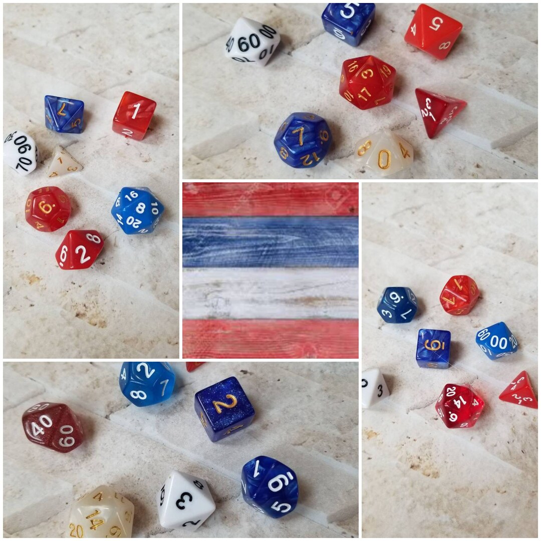 Patriotic 16mm Dice Sets, American Flag Dnd Dice Sets, Themed Hand ...