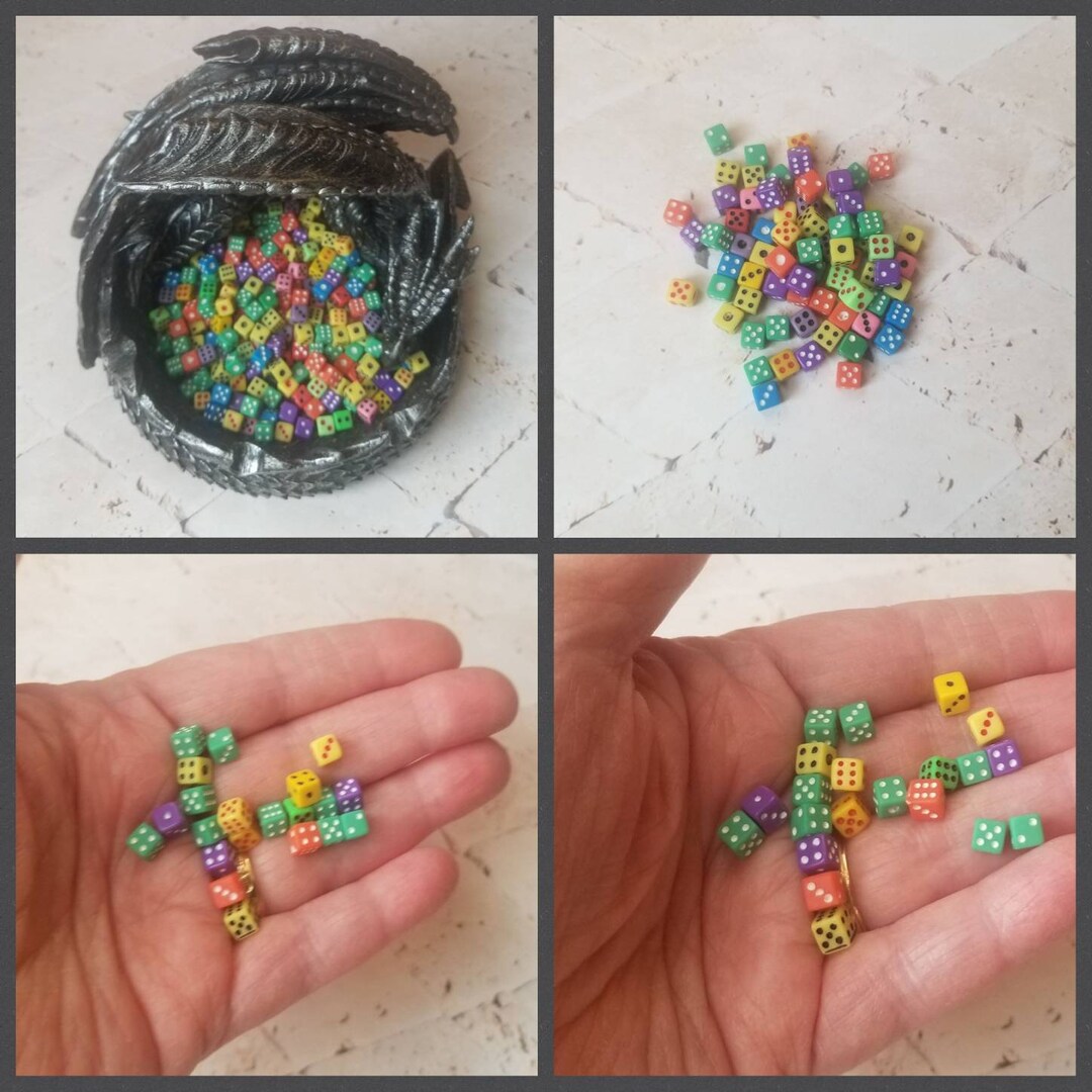 Twenty Random 5mm D6 Dice, Tiny 5mm Dice, Colorful Tiny Dice, Assorted ...