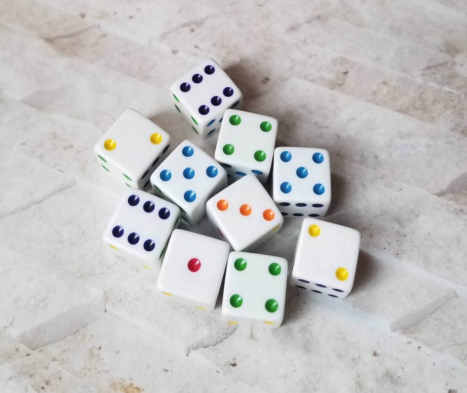 Individual 19mm D6, White 19mm D6 Dice With Rainbow Pips, Oversized D6 ...