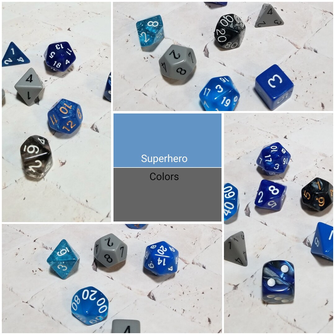 Superhero Colors, Superhero 16mm Dnd Dice Sets, Dice Sets, Themed Hand ...
