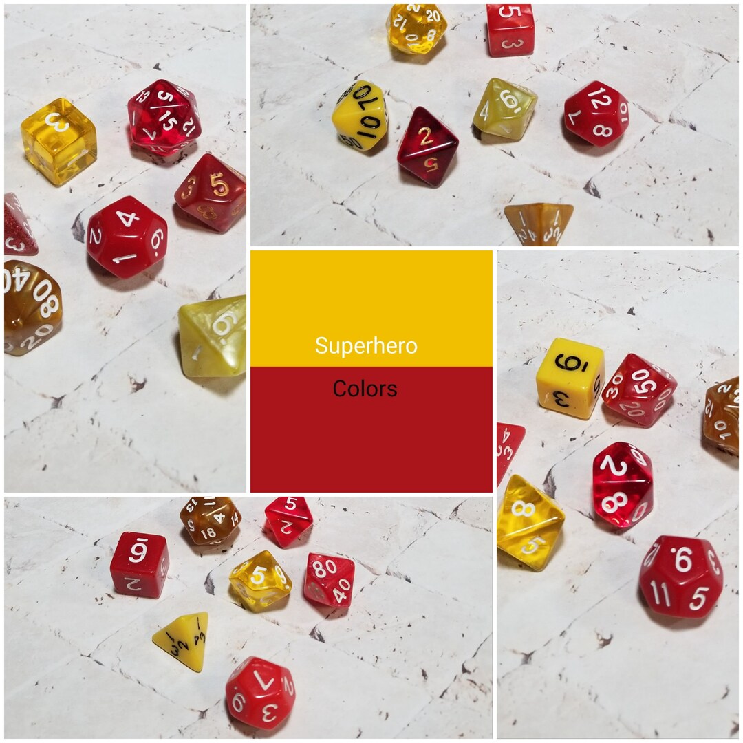 Superhero Colors, Superhero 16mm Dnd Dice Sets, Dice Sets, Themed Hand ...