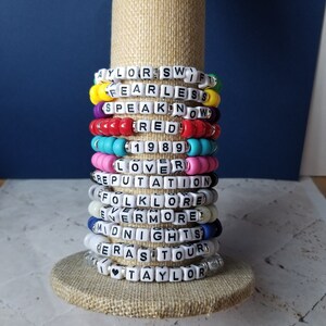 Sets of 12 Friendship Bracelets, Beaded Swiftie Bracelets, Eras Themed ...