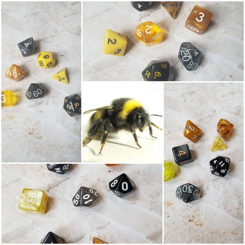 Bumblebee 16mm dnd dice sets Bee dnd dice sets themed hand | Etsy