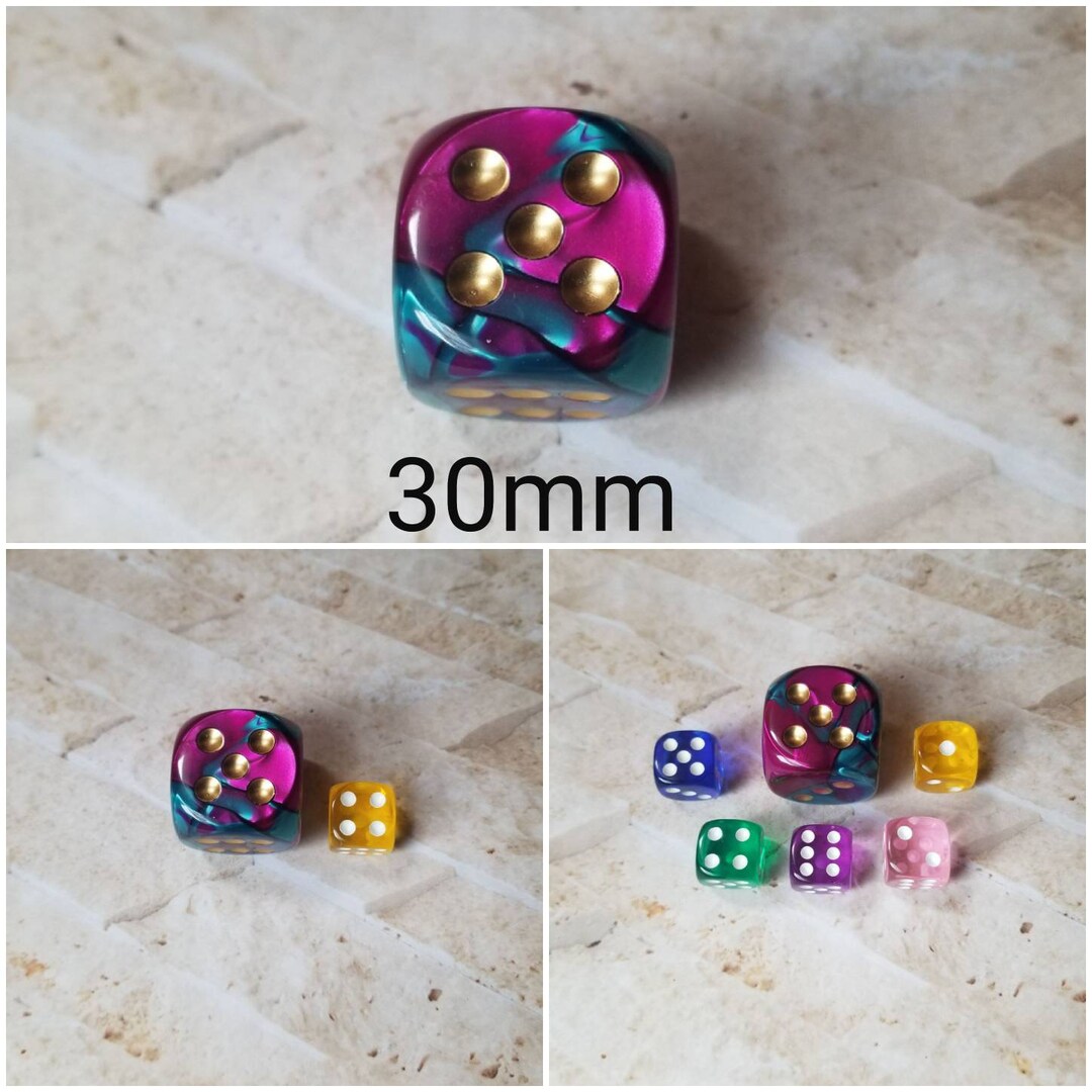 30mm Chessex Gemin Purple and Teal With Gold Pips, Chessex 30mm Die ...