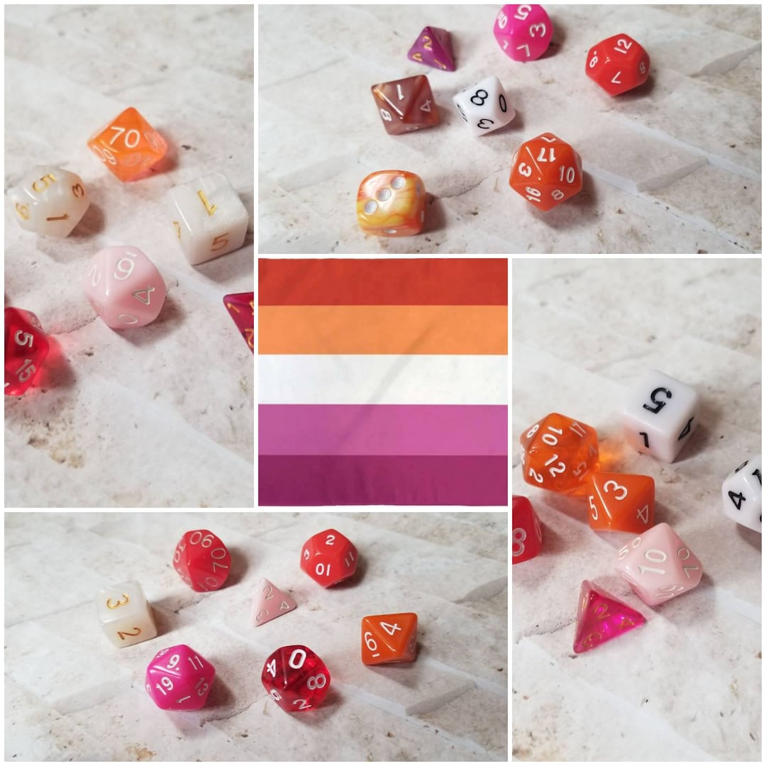 Lesbian Flag 16mm Dnd Dice, Hand Chosen, Curated Set of Polyhedral ...