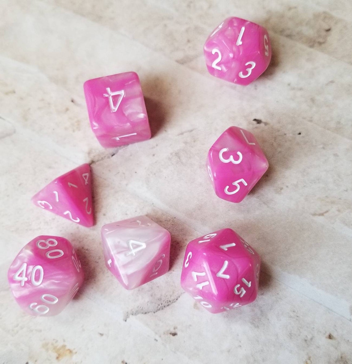 Pearl swirly pink 16mm dnd dice polyhedral gaming dice DnD | Etsy