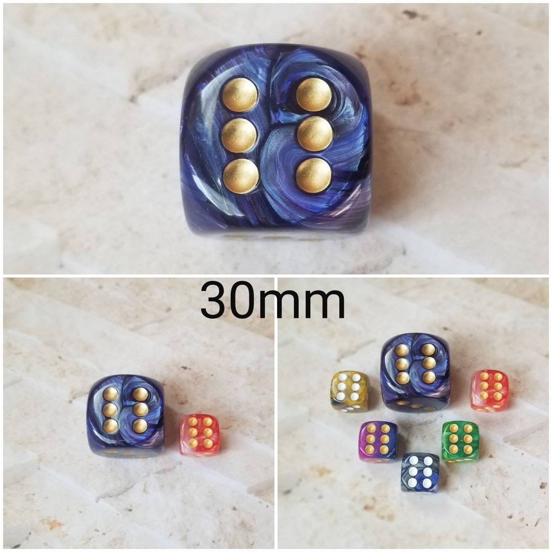 30mm Chessex Scarab Royal Blue With Gold Dice, Chessex 30mm Die, Scarab ...