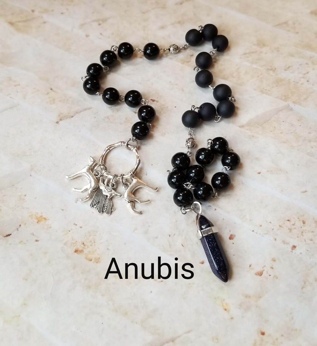 Anubis Prayer Beads, Egyptian God Prayer Beads, Hand-wired, Beautiful ...