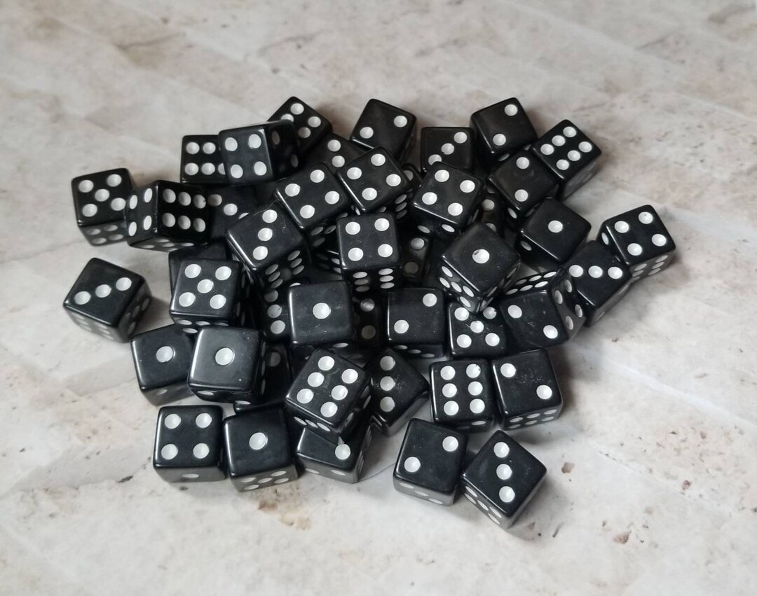 Individual 16mm Dnd Die, Black With White Pips, Polyhedral Gaming Dice ...