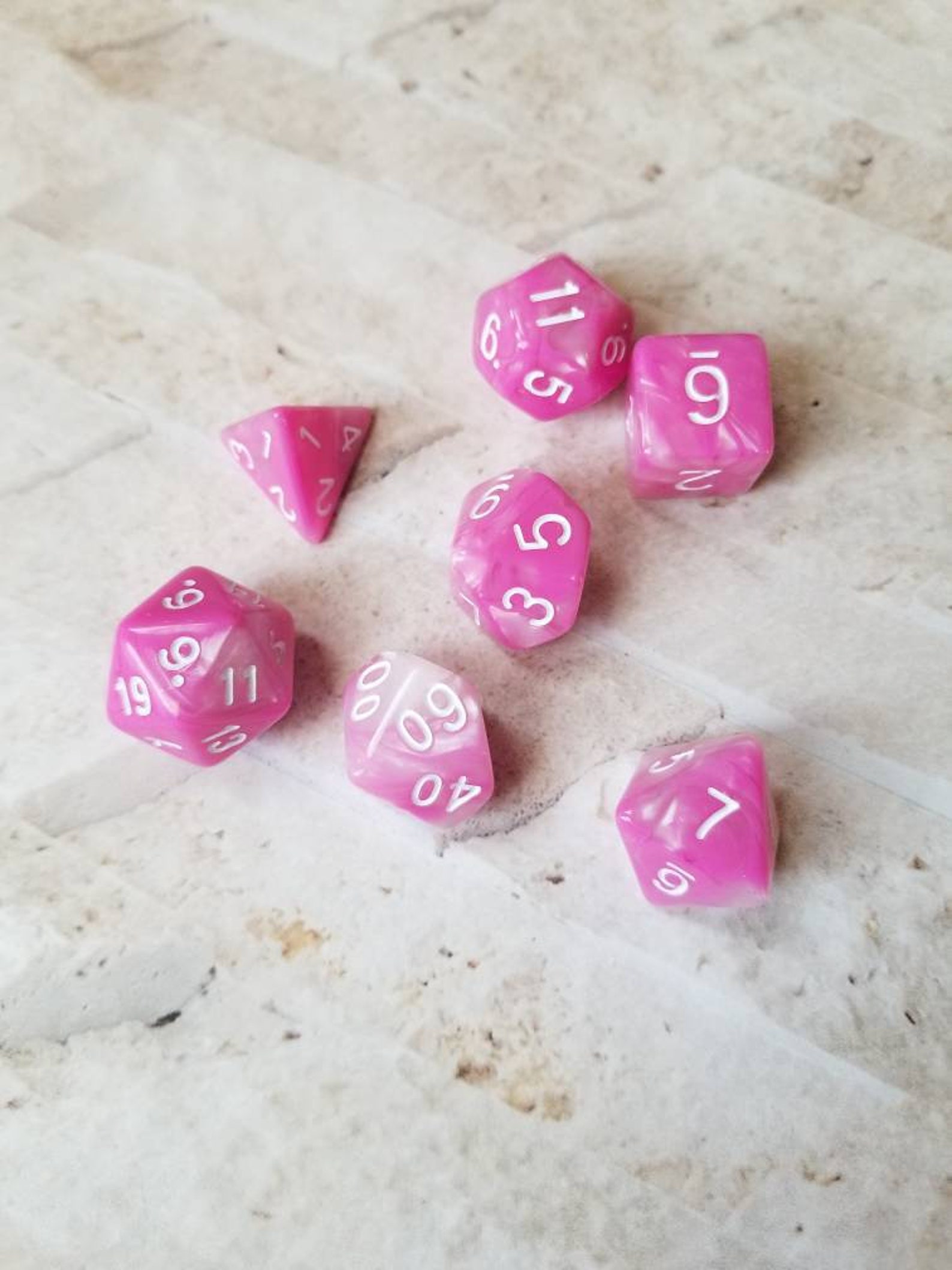 Pearl Swirly Pink 16mm Dnd Dice Polyhedral Gaming Dice Dnd - Etsy