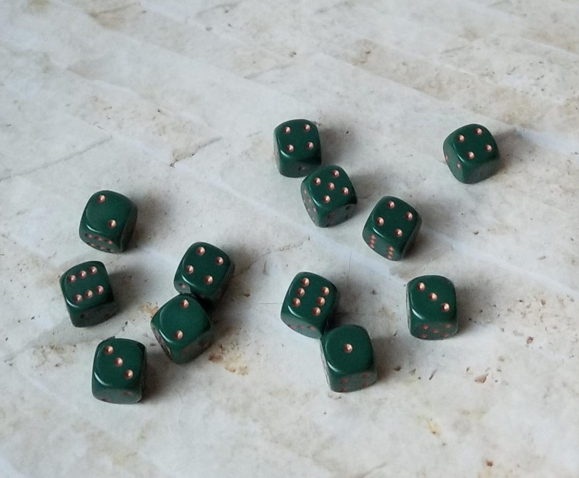 Single Chessex Dusty Green and Copper D6 Die, Extra 16mm D6 Dnd Dice ...