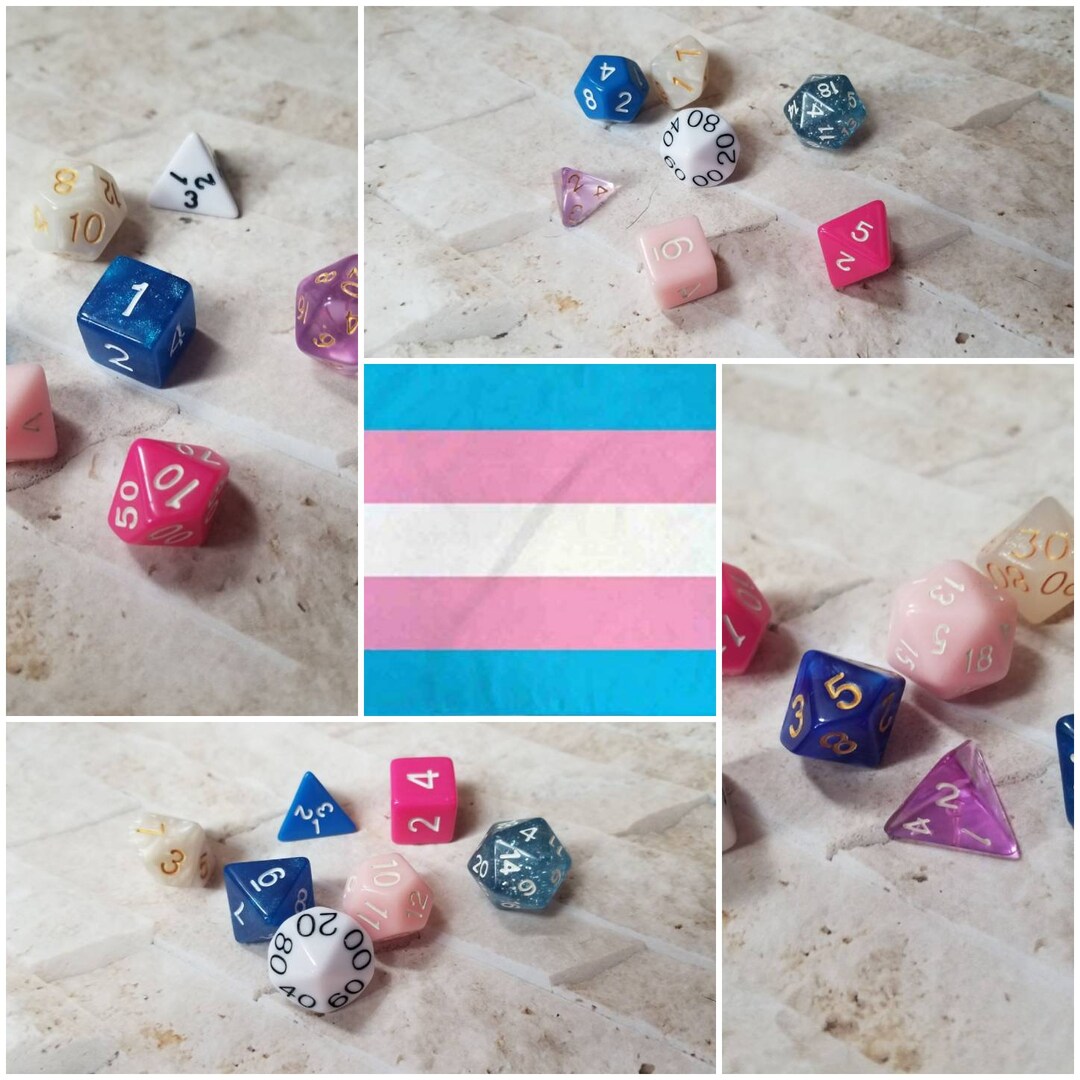 Transgender Flag 16mm Dnd Dice, Hand Chosen, Curated Set of Polyhedral ...
