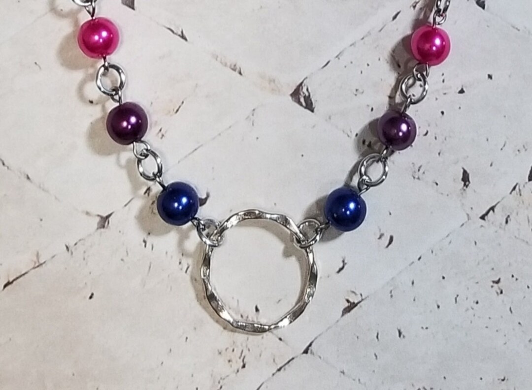 Discreet Day Collar Bisexual Flag Colors Glass Pearl Beads - Etsy