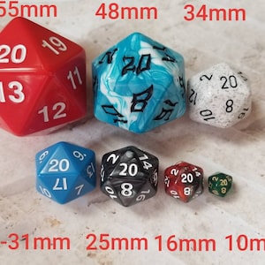 Glow Orange 35mm Jumbo D20, Orange Glow in the Dark D20 With Black ...