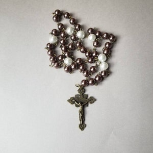 Lutheran Rosary, Prayer Beads, Bronze Toned, Chocolate Brown and Ivory ...