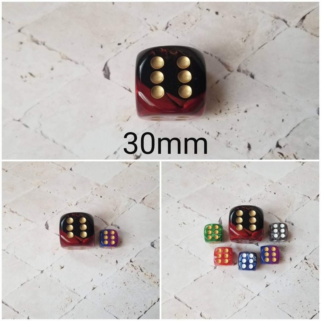 30mm Chessex Gemini Black and Red With Gold Pips, Chessex 30mm Die ...