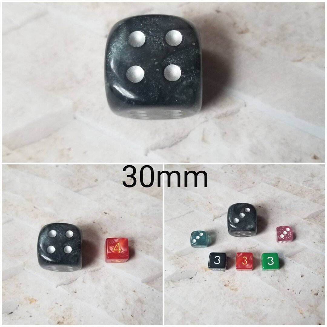30mm Chessex Borealis Light Smoke With Silver Pips Dice, Chessex 30mm ...