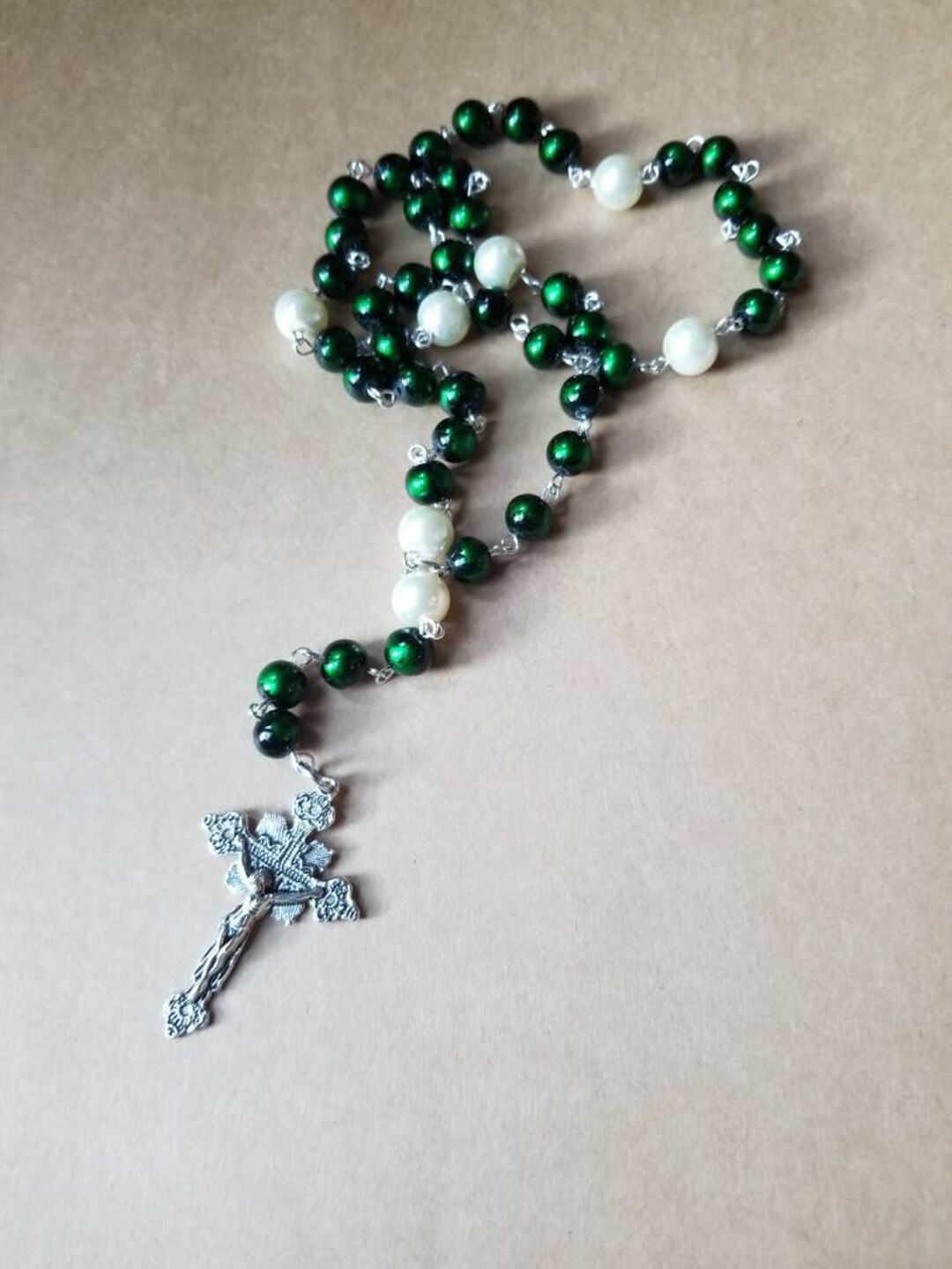 Lutheran Prayer Beads, Religious, Gorgeous Green and Ivory, Budded ...