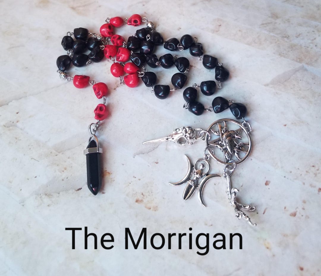 The Morrigan Prayer Beads, Goddess Prayer Beads, Hand-wired, Red and ...