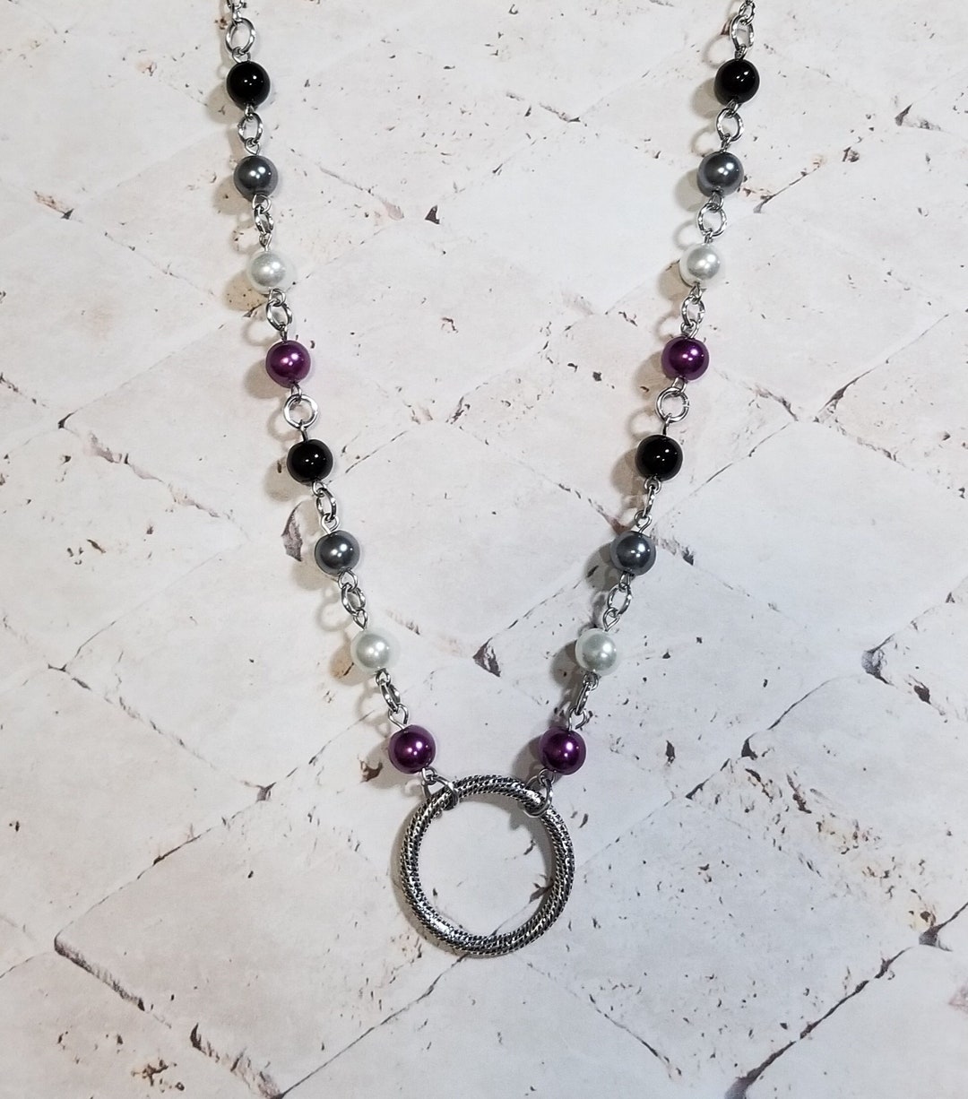 Discreet Day Collar, Asexual Flag Colors, Glass Pearl Beads, BDSM ...